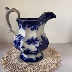 Flow Blue China | Dining | Antique Flow Blue Pitcher Earthenware ...
